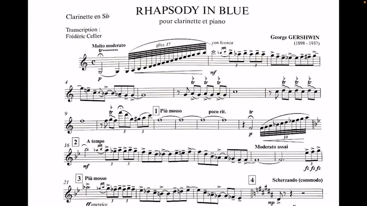 Trying to sight read rhapsody in blue on the A clarinet - YouTube
