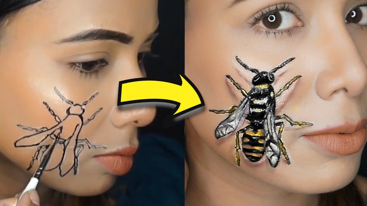 Face Art #7 A big BUG | Beginners 3D FACE ART TUTORIAL - YouTube