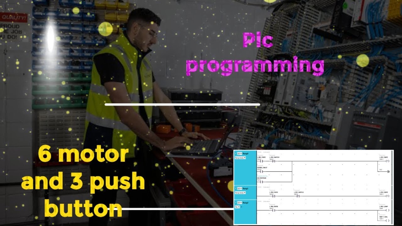 PLC PROGRAMMING LADDER LOGIC DIAGRAM 3 PUSH BUTTON AND 6 MOTORS - YouTube