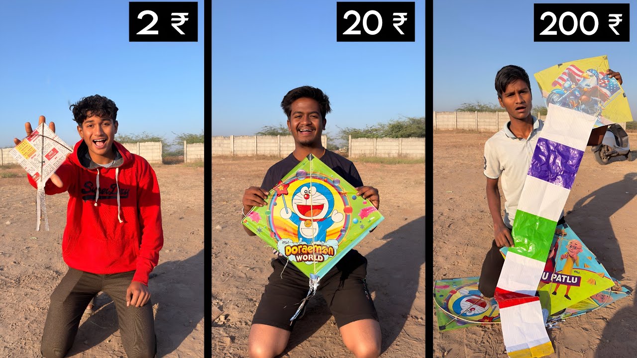₹2 vs ₹20 vs ₹200 Kite Cutting Challenge 😱 | Kaun Si Patang Sabse Zyada ...