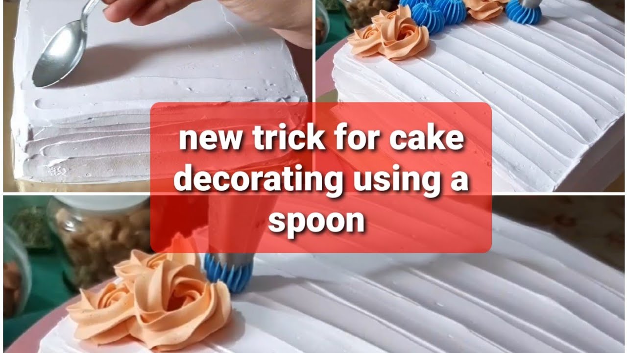 easy cake decorating idea|decorate with spoon||new trick for cake ...