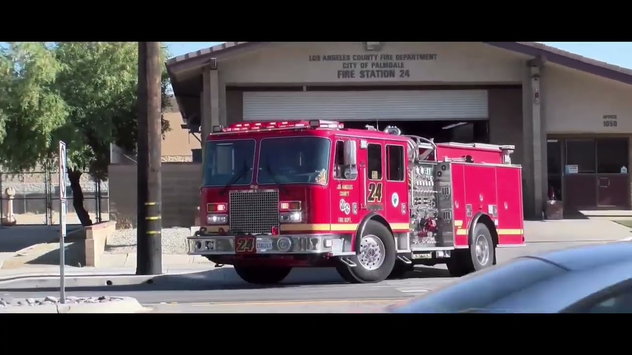 Los Angeles County Fire Engine & Truck 24, Squad 33 and LASD responding ...