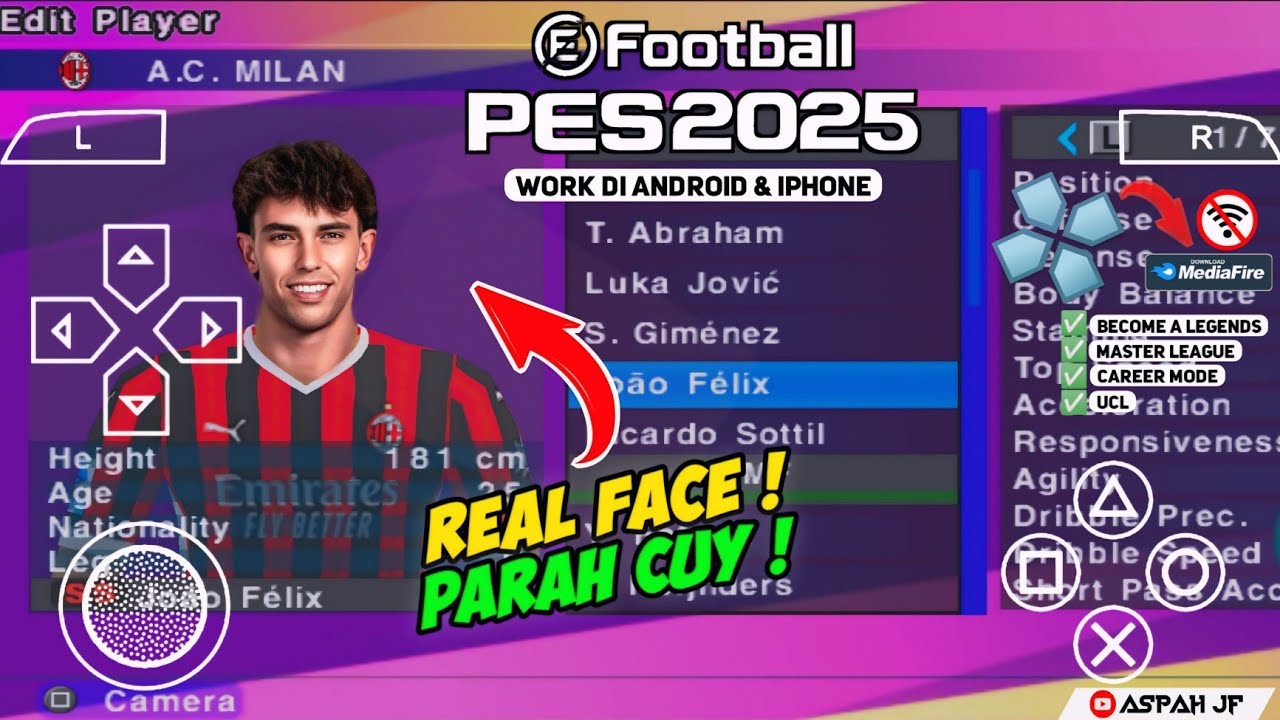 EFOOTBALL PES 2025 PPSSPP ISO NO TEXTURES & & NO SAVE DATA NEW KITS ...