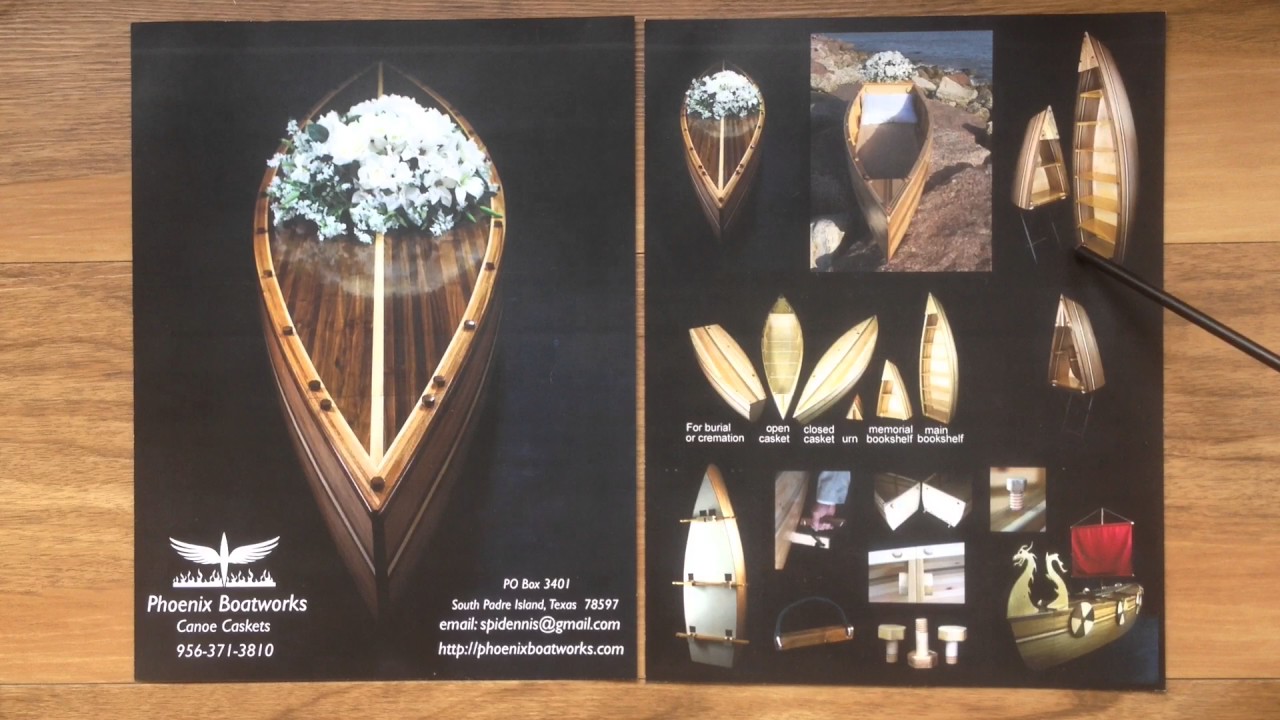 Phoenix Boatworks Canoe Caskets and Bookshelf - YouTube