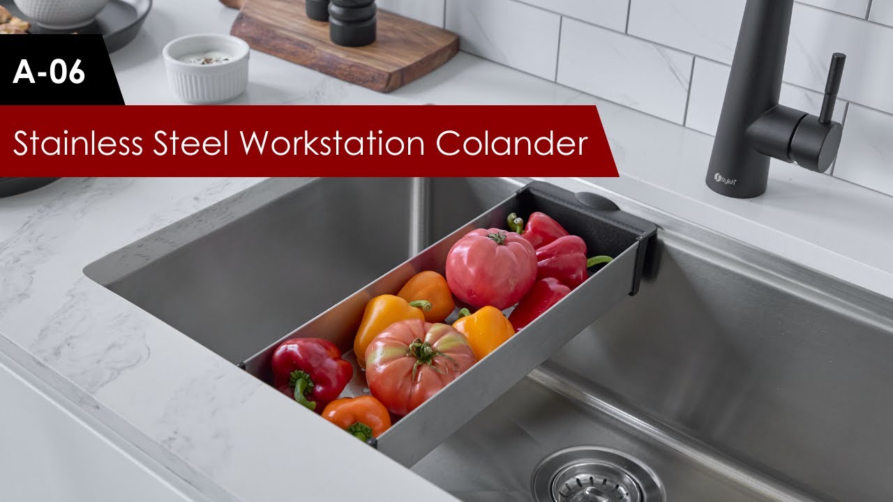 A-06 | Stainless Steel Workstation Colander | Stylish - YouTube