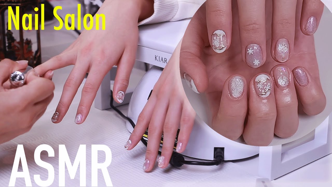 ASMR Nail Salon💅Winter snowfall Nail Art (Real Sound | No Talking ...