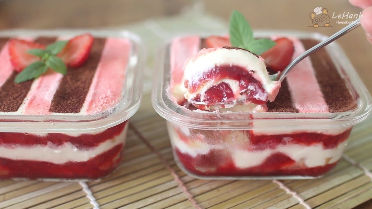 Tiramisu Dâu Tây [Không trứng, Không Gelatin] | Làm nhanh, không cần lò ...