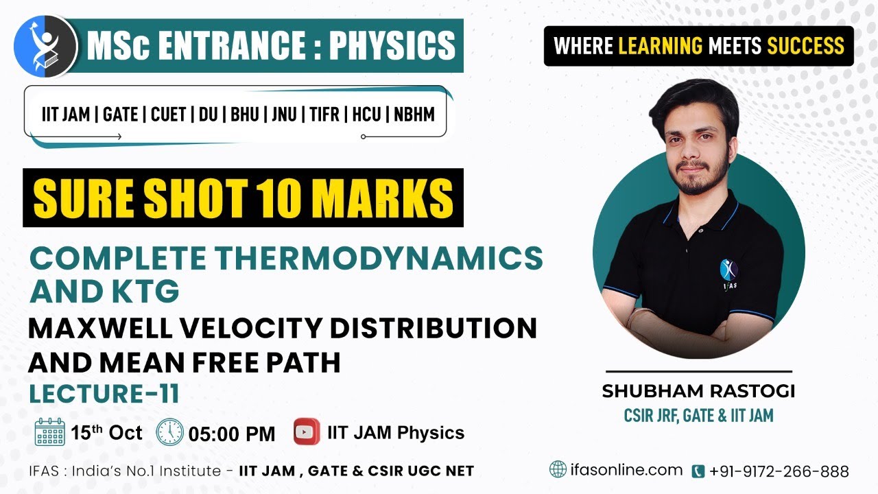 Maxwell Distribution And Mean Free Path | L-11 | Sure Shot 10 Mark ...