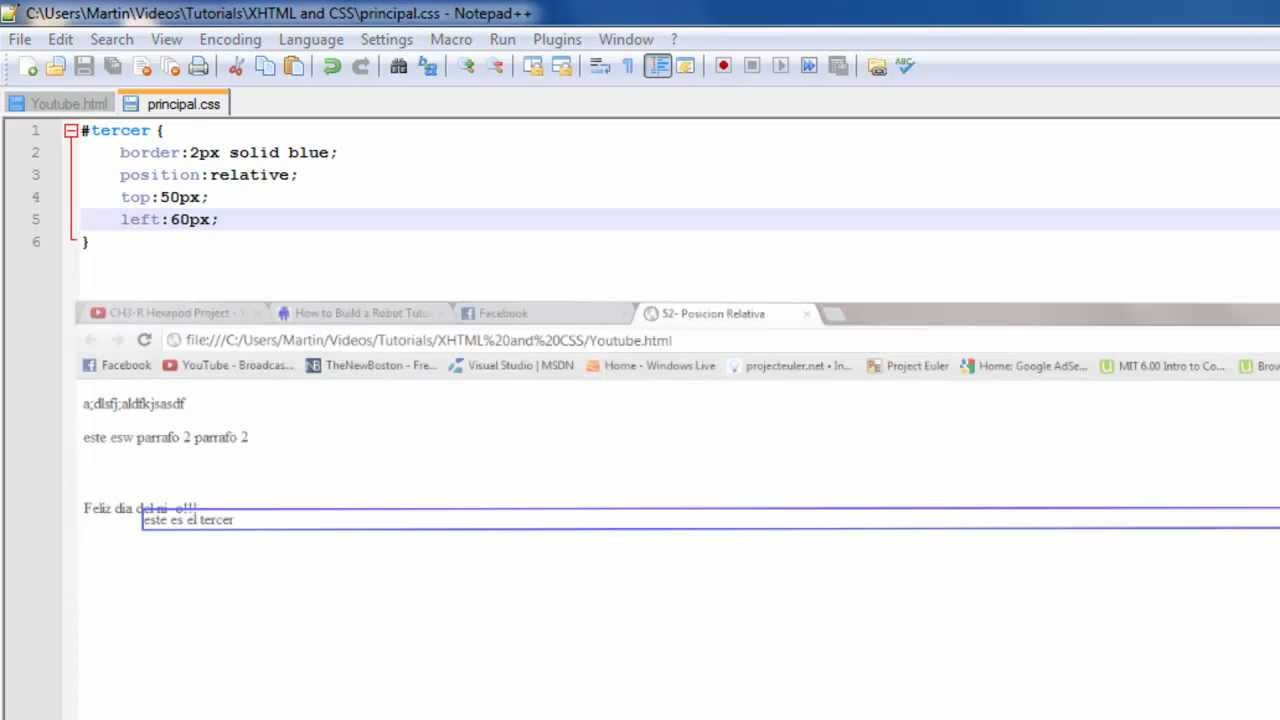 Tutorial De Xhtml Y Css 52 Posicion Relativa Youtube
