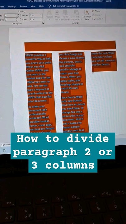 How to divide paragraph into columns | Columns | Ms Word - YouTube