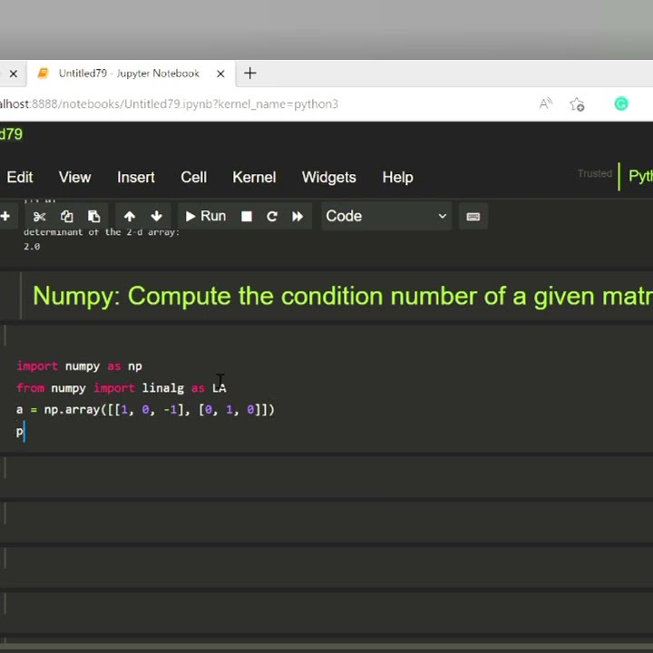 #python Compute the condition number of a given matrix - YouTube