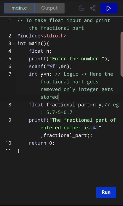 To take float input and print the fractional part in C Language - YouTube