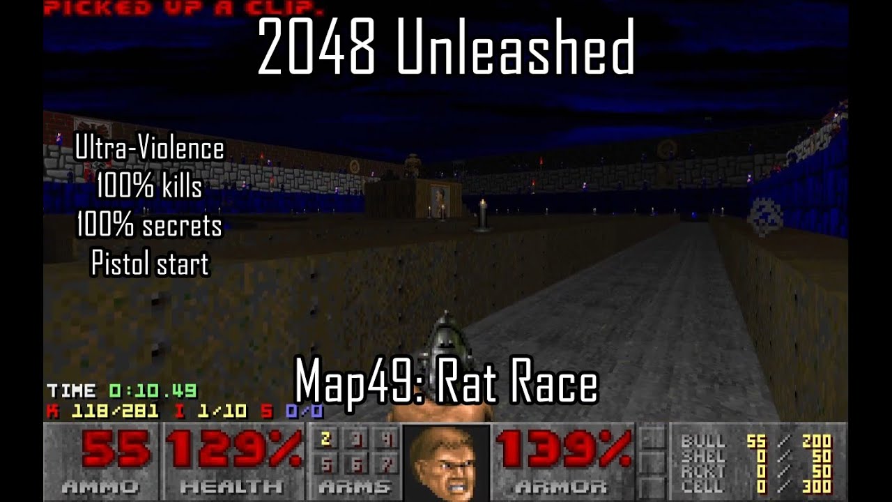Doom II: 2048 Unleashed - Map49: Rat Race (UV-MAX) - YouTube