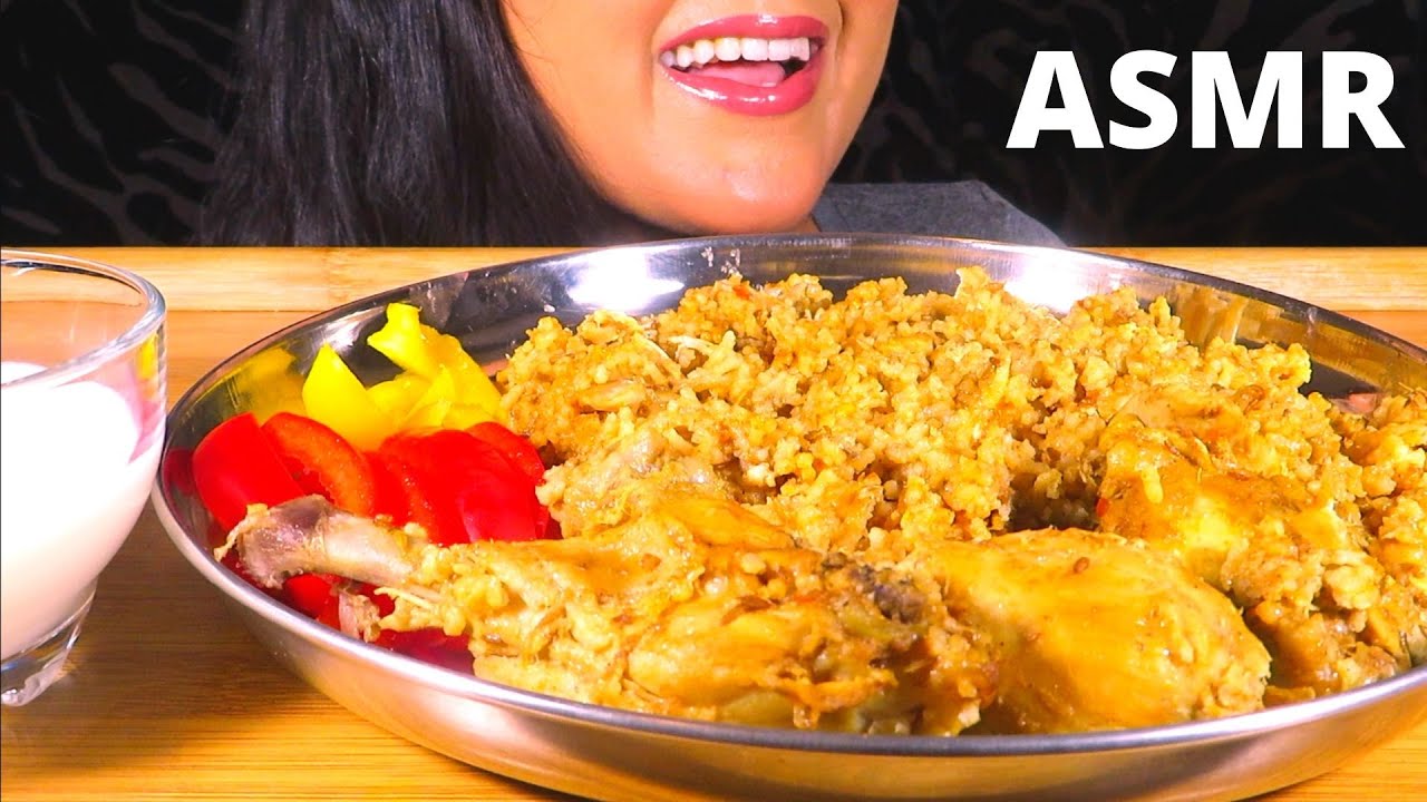 ASMR SPICY CHICKEN BIRYANI MUKBANG *EATING SOUNDS* EATING WITH HANDS ...
