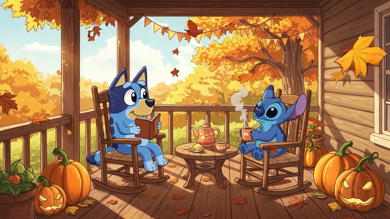 Peaceful Autumn Day with Stitch & Bluey 🍂 Gentle Lofi Study Work Relax ...