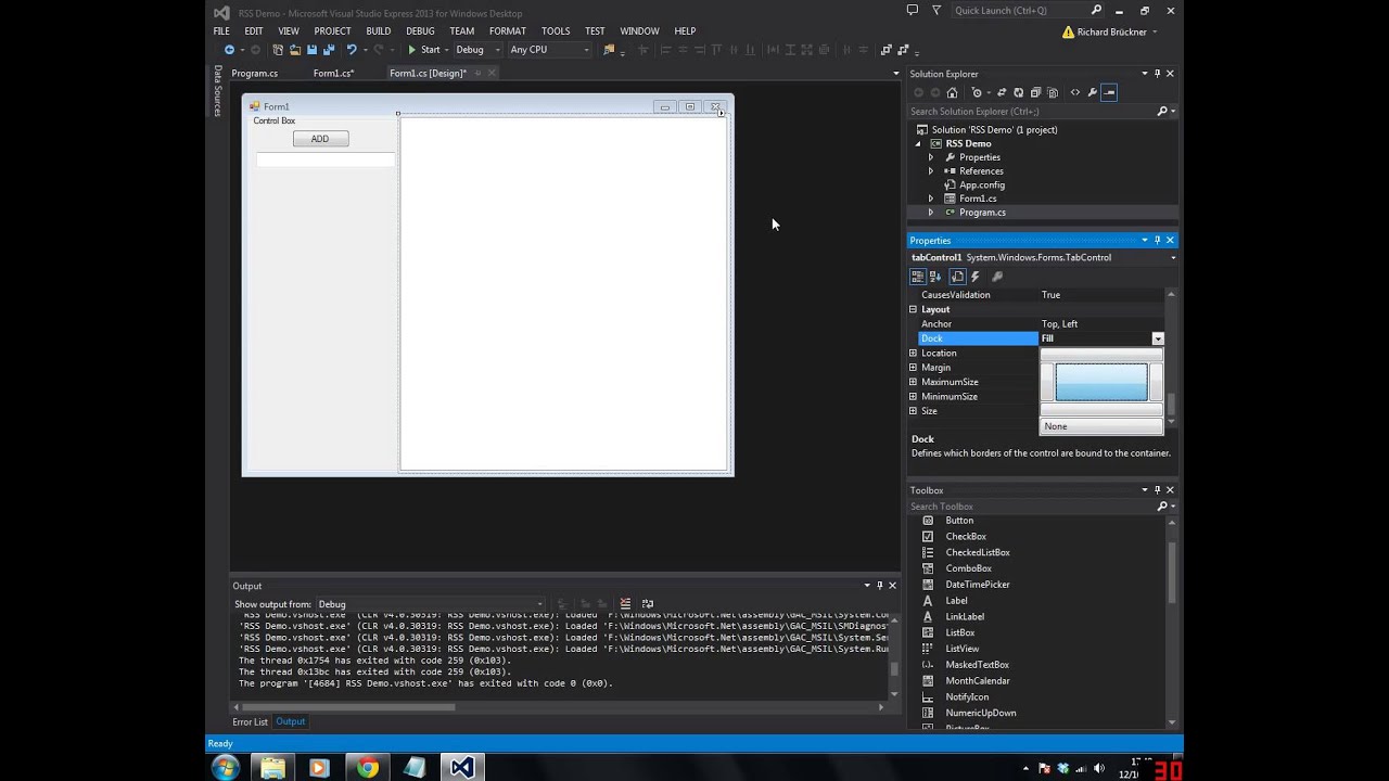 Visual Studio and RSS feed reader tutorial - YouTube