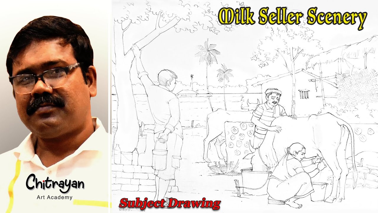 Milk Seller Drawing | How To Draw Milk Seller Drawing Step By Step ...