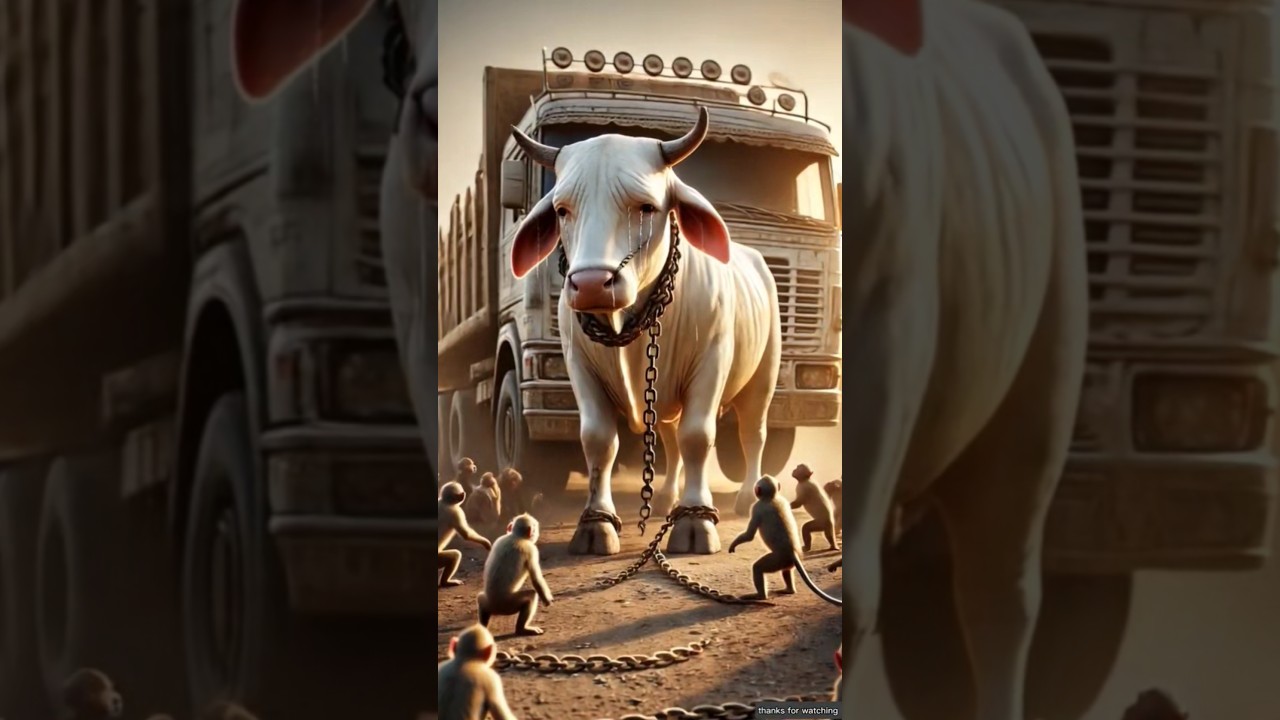 Monkeys freed the cow 😭| story of a cow and a monkeys #cow #ai #animals ...