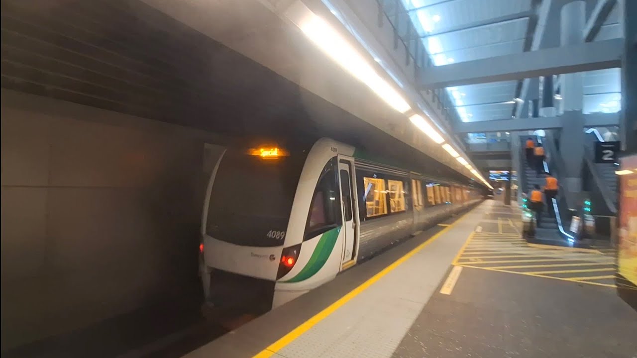 2 TransPerth Yanchep/Mandurah Line train departing at Perth Underground ...