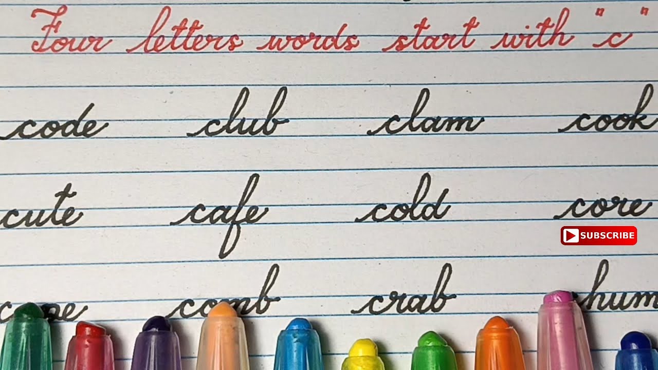 Cursive Handwriting Practice abcd | 4 Letters Words Starting with “c ...