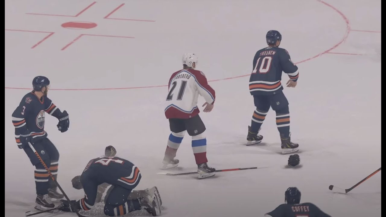Edmonton Oilers Esa Tikkanen "Fights" Colorado Avalanche Peter Forsberg ...