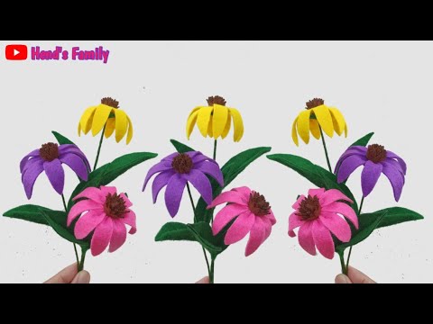 Bunga dari Kain Flanel : Echinacea | DIY Felt Flowers Easy - YouTube