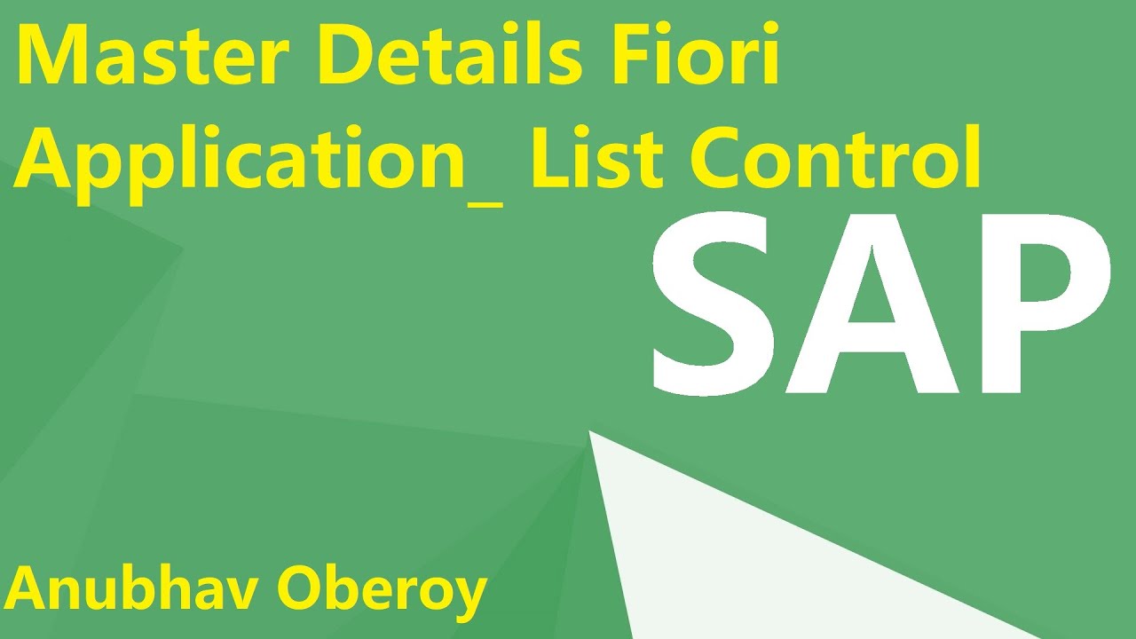 Master Details #SAP Fiori Application | List Control - YouTube