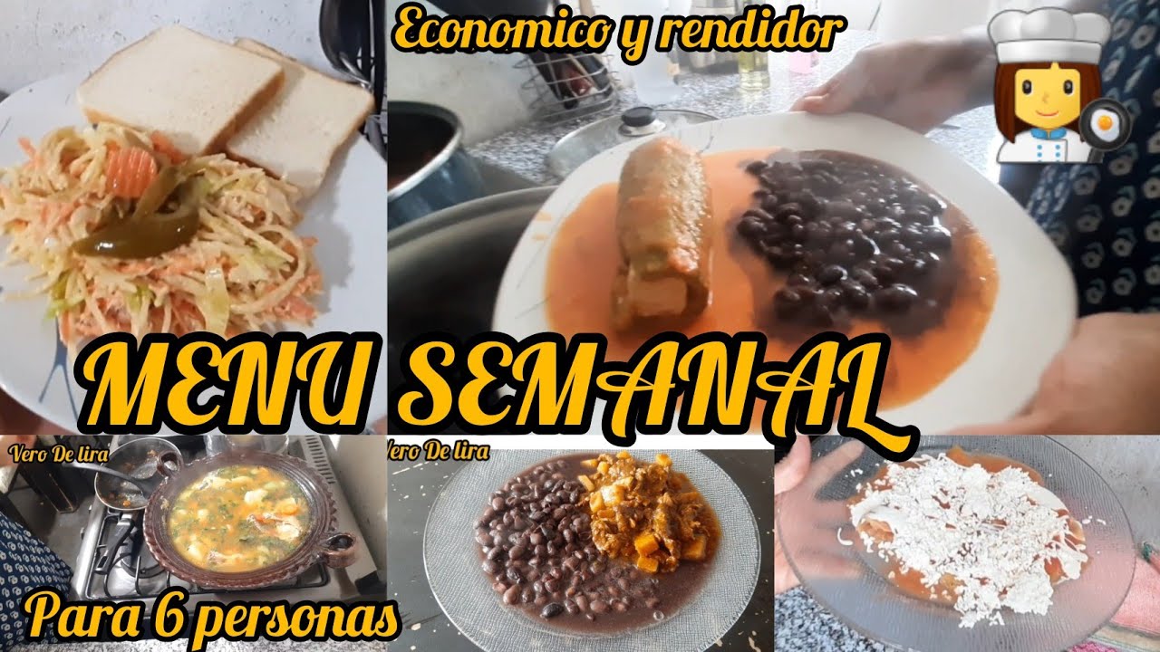 👩‍🍳MENU SEMANAL ECONOMICO FACIL Y RENDIDOR👩‍🍳 RECETAS COMPLETAS - YouTube