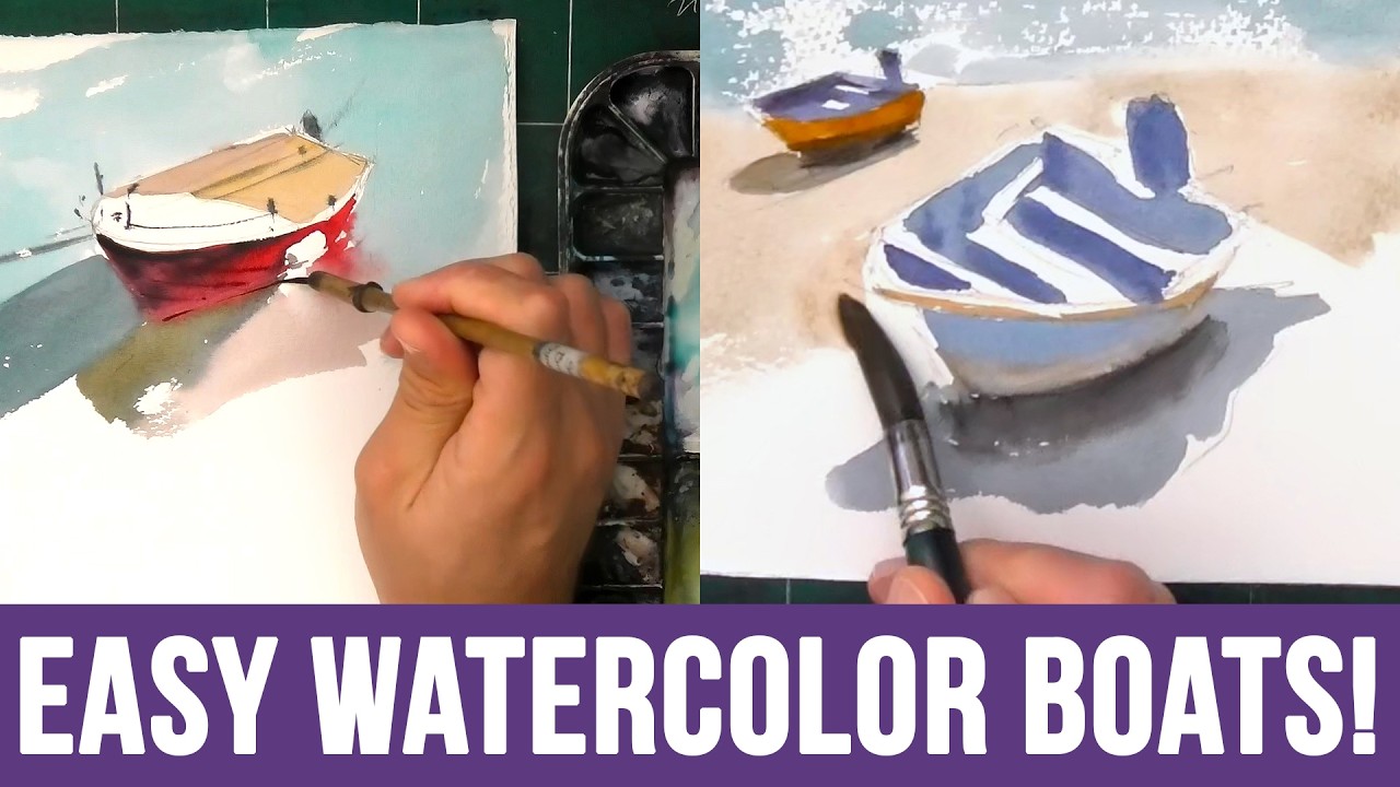 How to Paint Watercolor Boats - 2 Easy Demos - YouTube