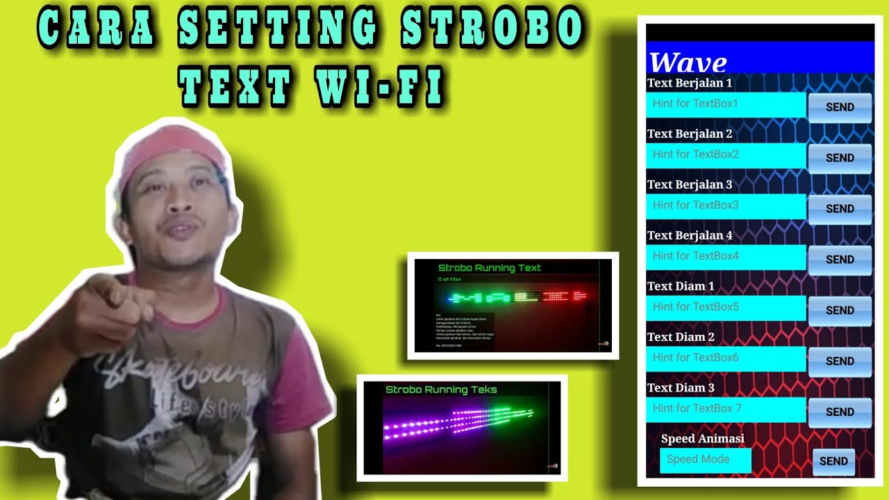 cara setting strobo running text - YouTube