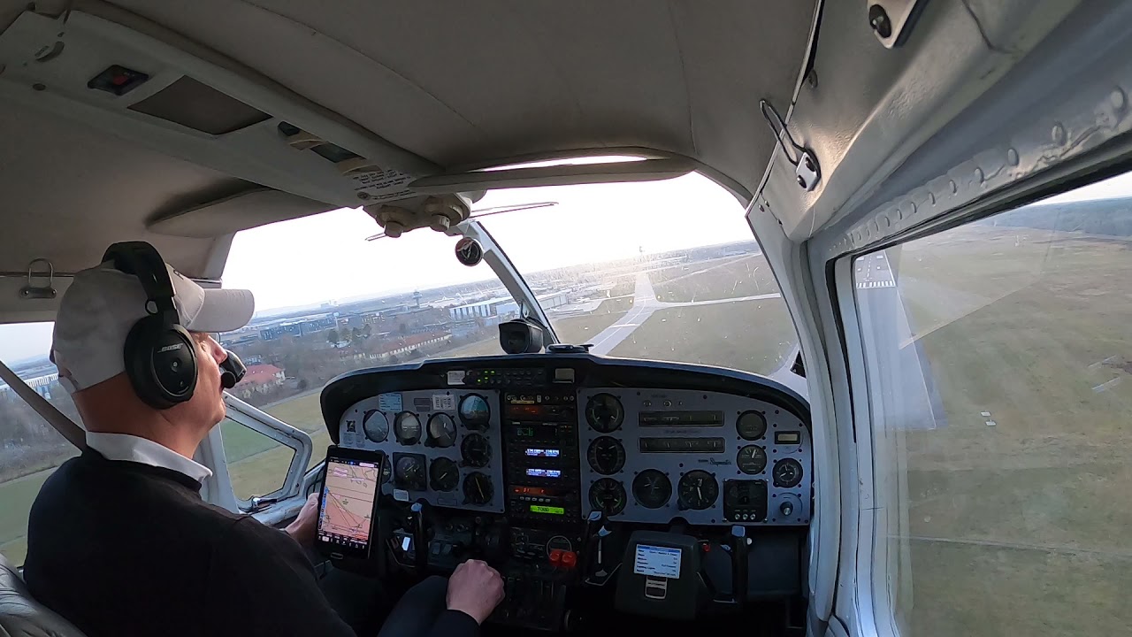 Cessna Skymaster 337 - on final and landing on runway 27R - YouTube
