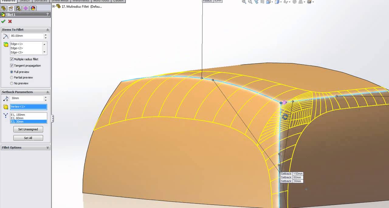 SolidWorks 2012 Hints And Tips Multiple Radius Fillet With Setback SolidWorks 2012 Hints And Tips Multiple Radius Fillet With Setback