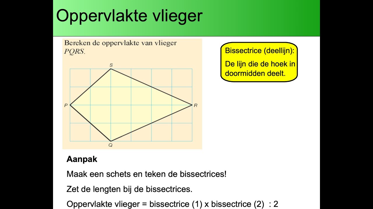 Klas 2 Hoofdstuk 1 Oppervlakte van een vlieger berekenen - YouTube