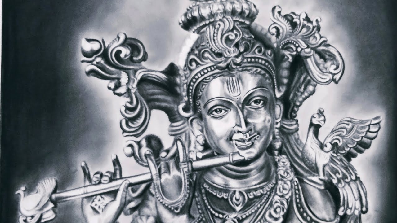 Krishna drawing / charcoaldrawing / kannan drawing / shading methods ...