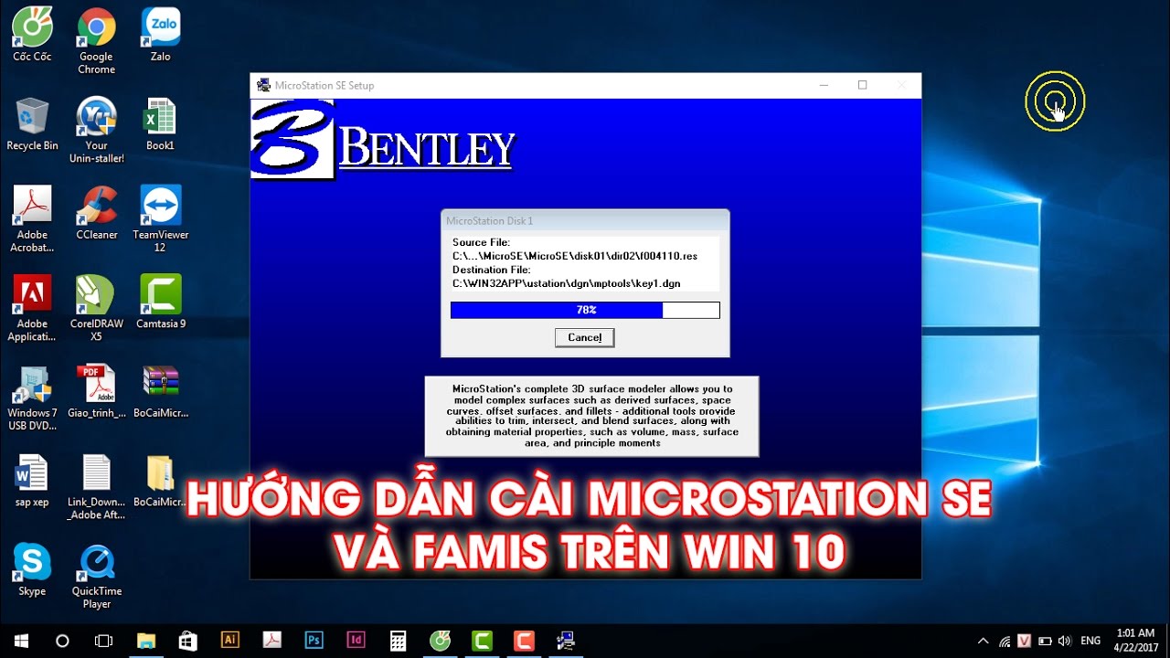 Hướng dẫn cài đặt Microstation SE famis và sửa lỗi font Win 10 - YouTube