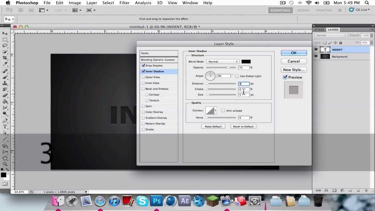 Photoshop Tutorial: Realistic Indent Text Effect - YouTube