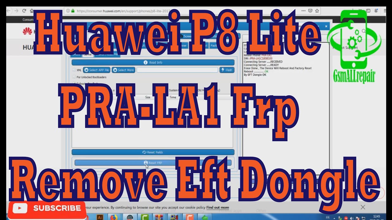 Huawei P8 Lite PRA-LA1 Frp Remove Eft Dongle - YouTube