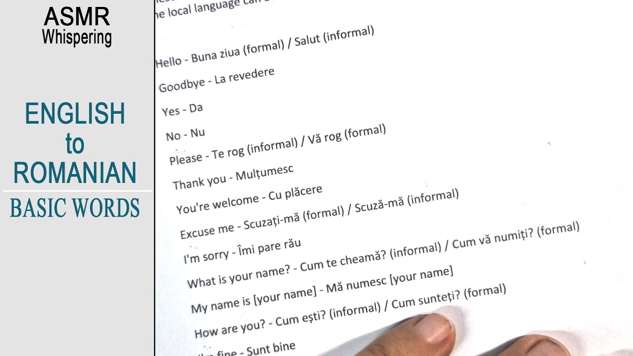 Basic english dialogue words translated in ROMANIAN language | ASMR whispering - YouTube