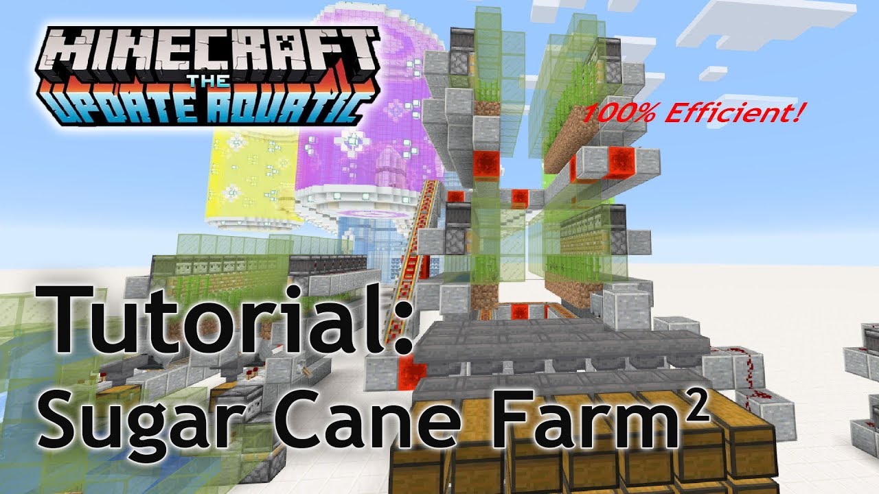 Minecraft 1.13 Tutorial - Sugar Cane Farm (100 Efficient with minecarts ...