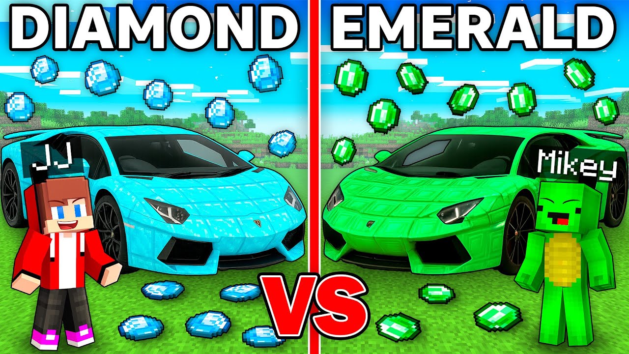 Mikey EMERALD vs JJ DIAMOND Sport Car Survival Battle in Minecraft - Maizen - YouTube
