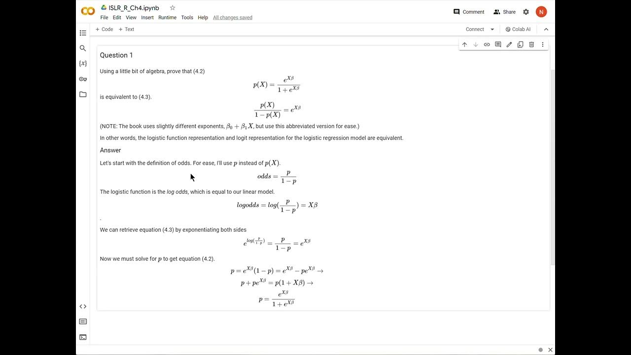 Intro to Statistical Learning (2nd Ed), Solution to Problem 4.1C - YouTube