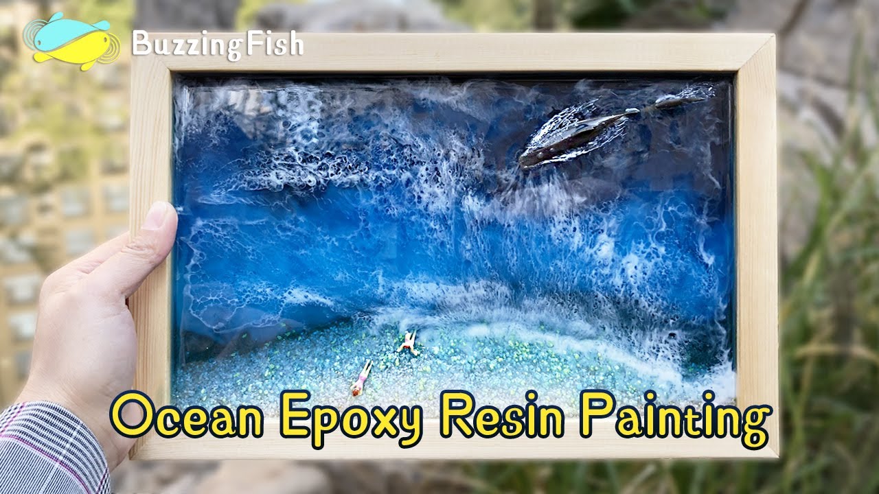 🌴 Ocean Epoxy Resin Painting - Step by Step Tutorial - Ocean, Beach ...