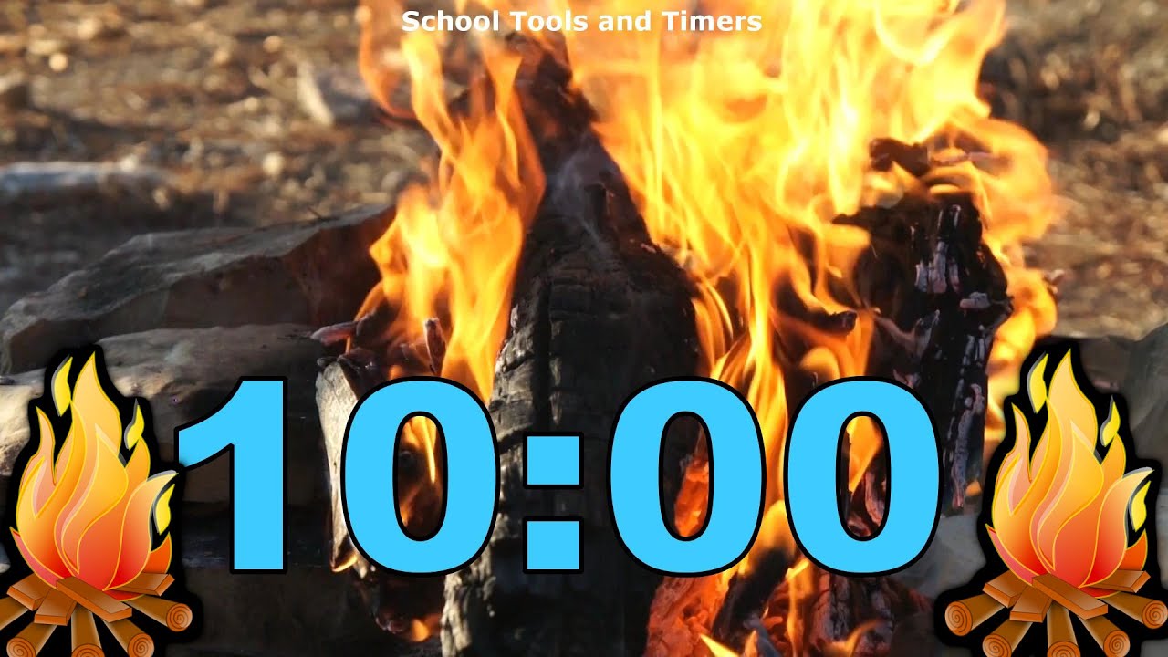 10 Minute Countdown Timer - Cozy Campfire 🔥 Night Sounds - Camping ...