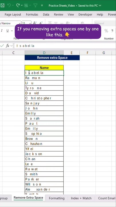 Remove Extra Spaces in Seconds | Excel Tips & Tricks |#shorts - YouTube