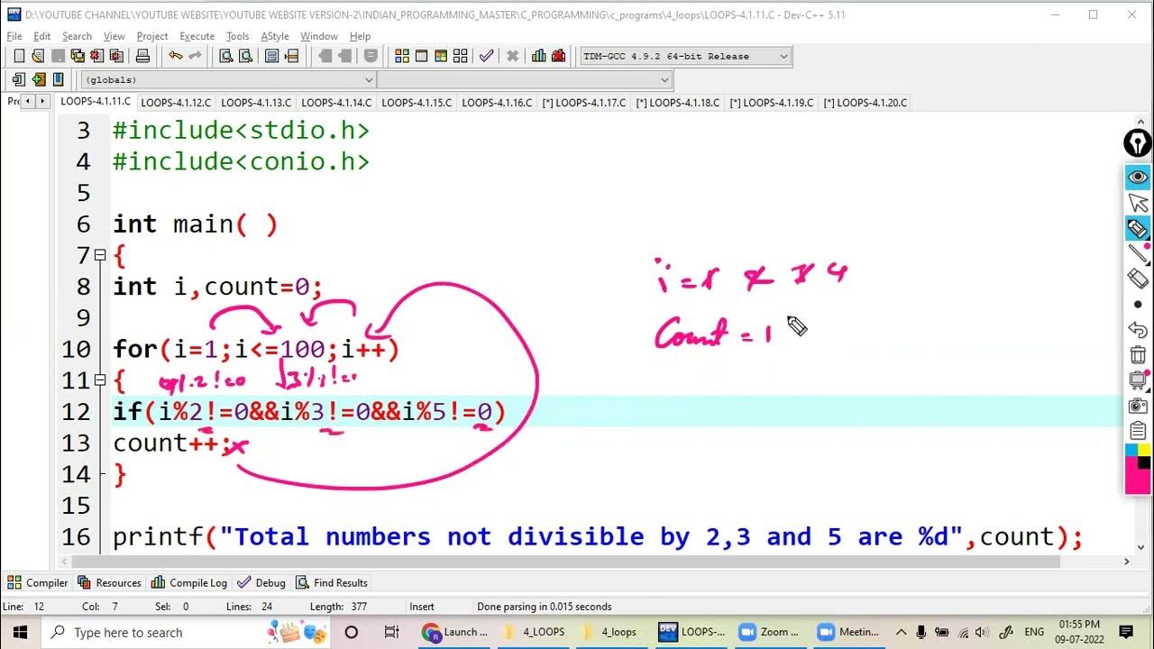 Program to count numbers between 1 to 100 not divisible by 2, 3 and 5 ...