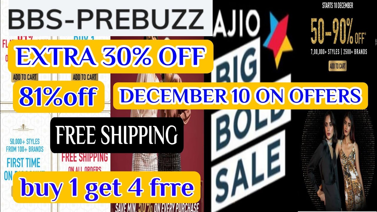 ajio offers today big bold sale December 10th start Coupon code ...