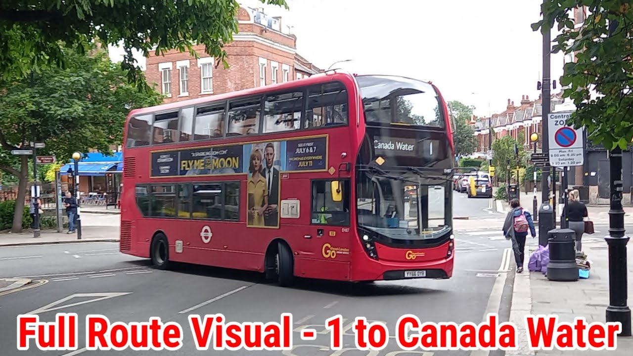 Full Route Visual | London Bus Route 1 - Hampstead Heath to Canada ...
