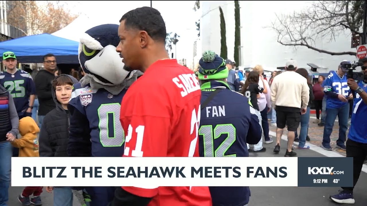 Blitz the Seahawk meets fans - YouTube
