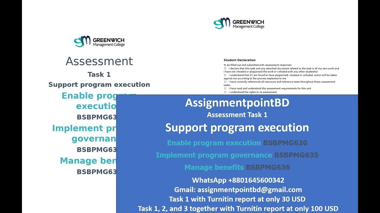 Assessment Task 1: Support program execution BSBPMG630, BSBPMG635 and BSBPMG636 (Solved) - YouTube