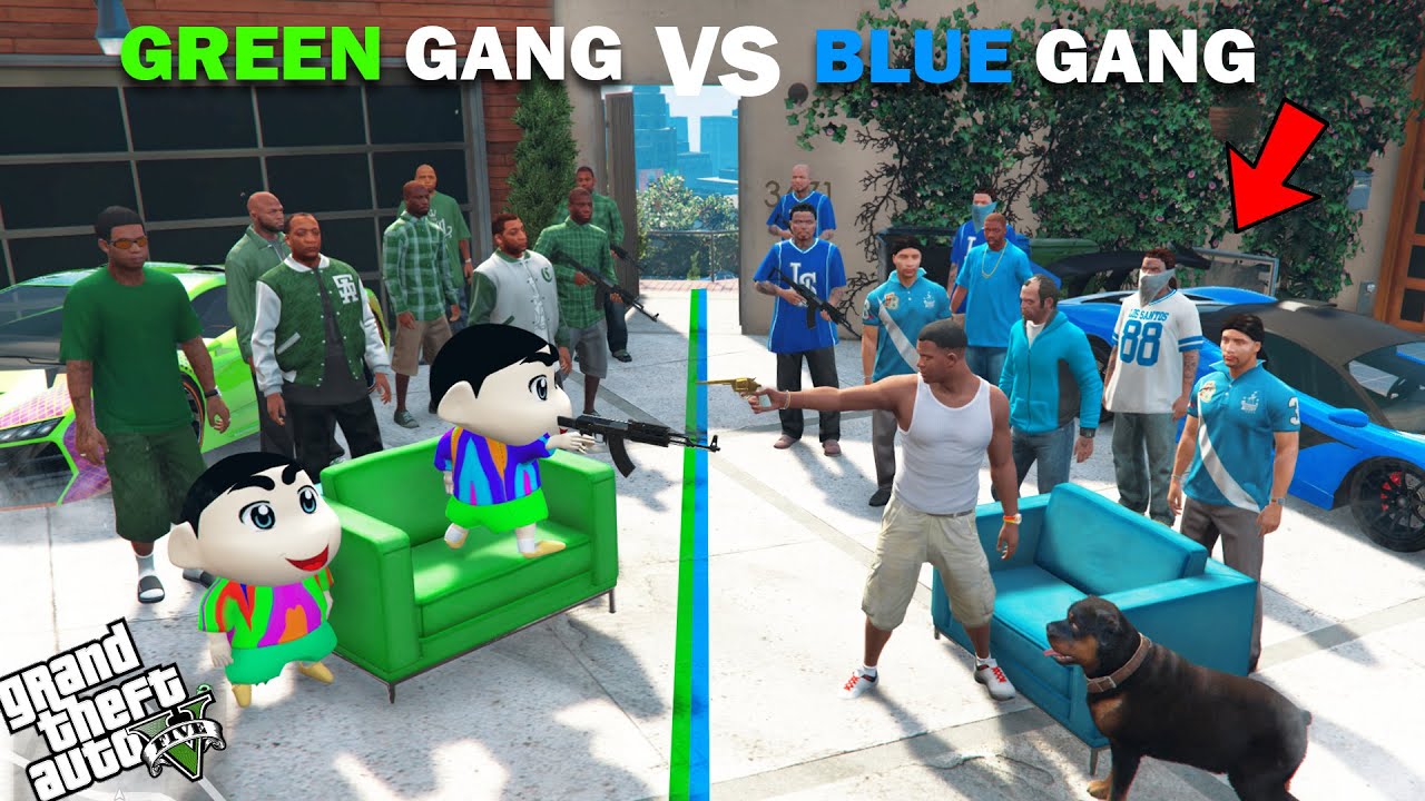 Shinchan Green Gang VS Franklin Blue Gang Hard Challenge In GTA 5 ...